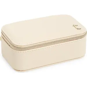 Nordstrom Initial Rectangular Jewelry Box T- Cream- Gold