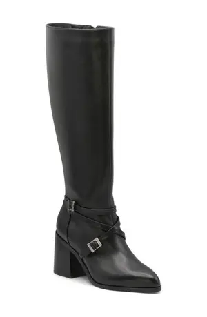 CHARLES DAVID Jacoby Knee High Boots - Black Leather
