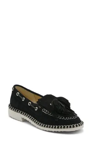 CHARLES DAVID Poppy Kiltie Fringe Loafer - Black