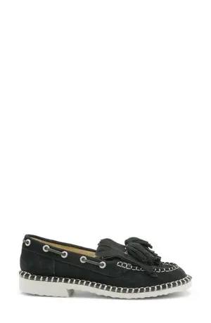 CHARLES DAVID Poppy Kiltie Fringe Loafer - Black