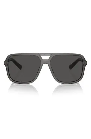 Dolce & Gabbana 61mm Flat Top Pilot Sunglasses - Grey