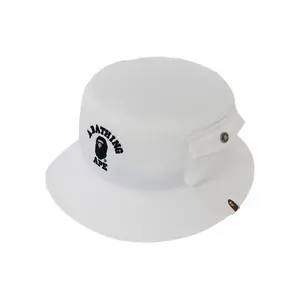 A BATHING APE College Pocket Bucket Hat - White