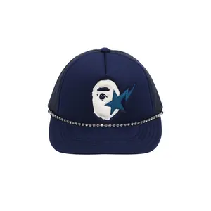 BAPE Sta Ape Head Leather Patched Mesh Cap - Blue