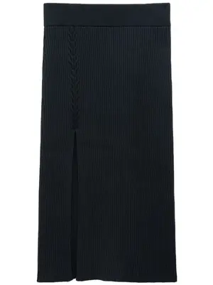 Filippa K Cable Knit Asymmetrical Skirt - Black