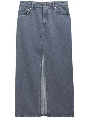 Filippa K Slit Denim Long Skirt - Grey