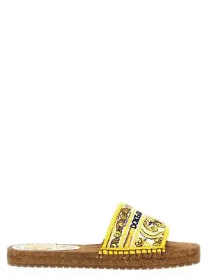 Dolce & Gabbana Embroidery Espadrilles Sandals Yellow