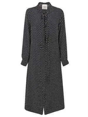 CRIDA MILANO Polka Dot Silk Midi Dress - Black