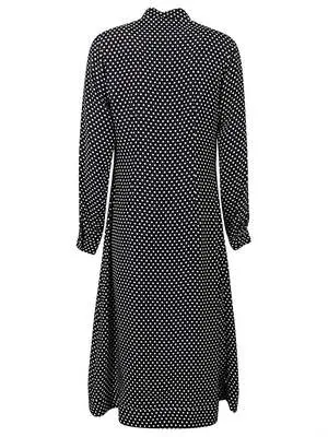 CRIDA MILANO Polka Dot Silk Midi Dress - Black