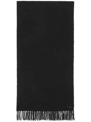 Saint Laurent Fringes Wool Blend Scarf - Black