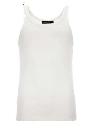 Dolce & Gabbana Ribbed Tank Top - White