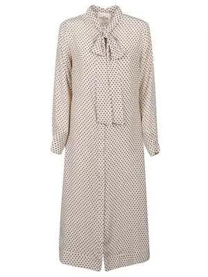 CRIDA MILANO Polka Dot Silk Midi Dress - White