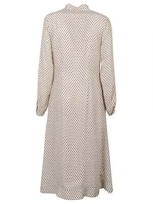 CRIDA MILANO Polka Dot Silk Midi Dress - White