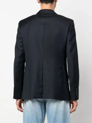 LANVIN Single Breasted Wool Jacket - Blue