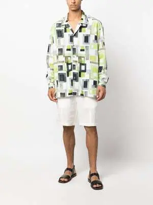 Emporio Armani Linen Bermuda Shorts - White