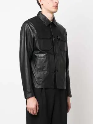 Emporio Armani Logo-patch Leather Jacket