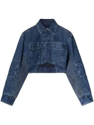 Off-White Cropped Cut-out Denim Jacket