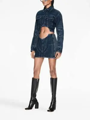 Off-White Cropped Cut-out Denim Jacket