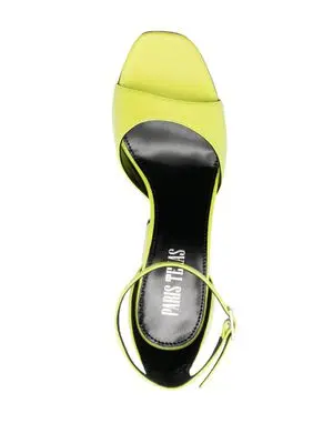 Paris Texas Fiona Leather Heel Sandals - Green