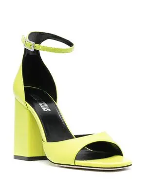 Paris Texas Fiona Leather Heel Sandals - Green