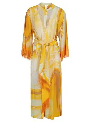 Jonathan Simkhai Odelia Cotton Blend Silk Printed Cover Up - Orange