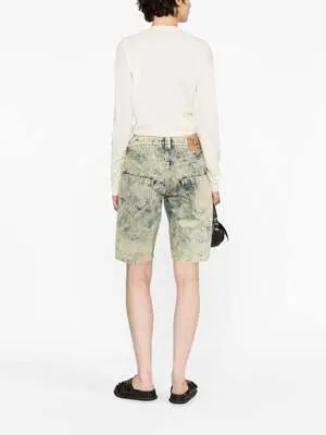 Vaquera Denim Split Shorts - Light Denim