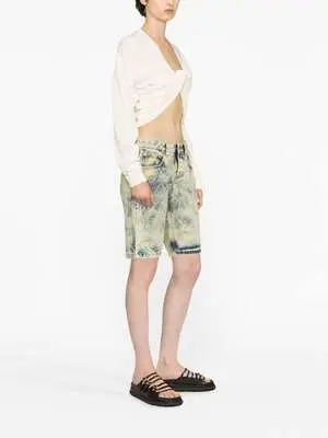 Vaquera Denim Split Shorts - Light Denim