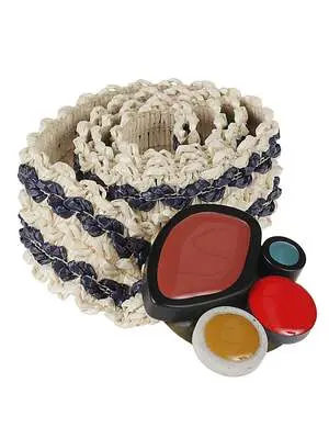 EXQUISITE J Striped Belt - Beige