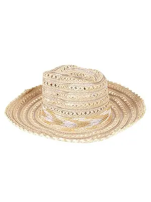 EXQUISITE J Raffia Sombrero Hat - Beige