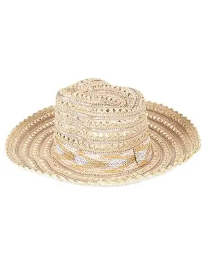 EXQUISITE J Raffia Sombrero Hat - Beige