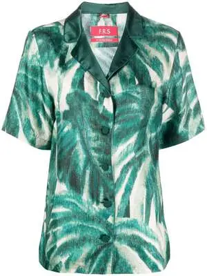 F.R.S FOR RESTLESS SLEEPERS Printed Silk Pajama Shirt - Green