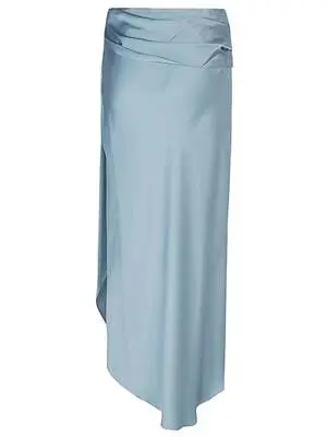 Simkhai Elisabetta Draped Satin Midi Skirt