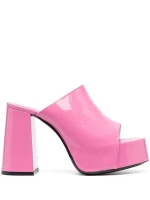 By Far Brad Patent Leather Mules - Fuchsia