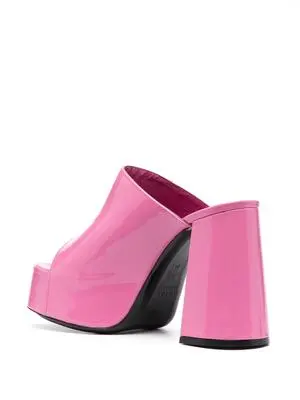 By Far Brad Patent Leather Mules - Fuchsia