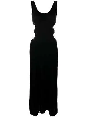 Chloé Linen Blend Silk Long Dress - Black