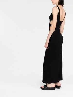 Chloé Linen Blend Silk Long Dress - Black