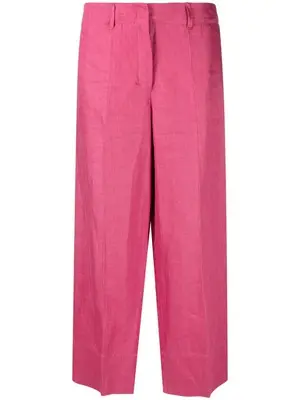Max Mara Linen Cropped Wide-Leg Pants