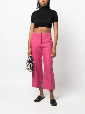 Max Mara Wide Leg Linen Trousers - Fuchsia