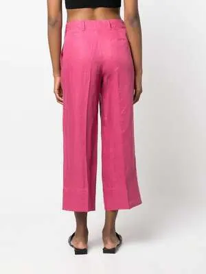 Max Mara Wide Leg Linen Trousers - Fuchsia
