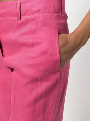 Max Mara Wide Leg Linen Trousers - Fuchsia