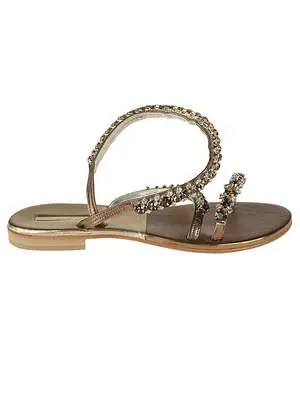 EMANUELA CARUSO CAPRI Jewel Leather Sandals - Golden