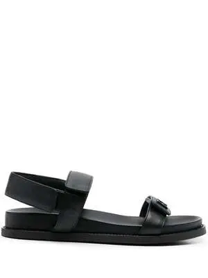 E 'CLAT Emporio Armani Logo Plaque Leather Sandals