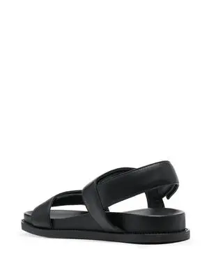 E 'CLAT Emporio Armani Logo Plaque Leather Sandals