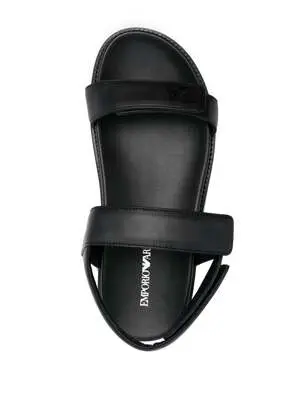 E 'CLAT Emporio Armani Logo Plaque Leather Sandals