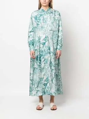 F.R.S FOR RESTLESS SLEEPERS Printed Silk Shirt Dress