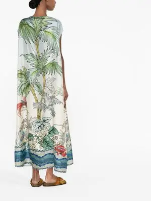 F.R.S FOR RESTLESS SLEEPERS Short Printed Silk Kaftan Dress