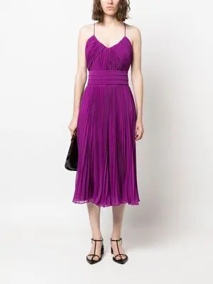 Max Mara Pleated Midi Dress - Purple