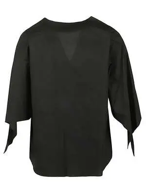 PSOPHIA Cotton V-neck Top - Black