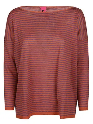 ALESSANDRO ASTE Boat Neck Striped Linen Sweater