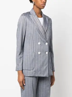 CIRCOLO 1901 Striped Double-breasted Blazer - Blue