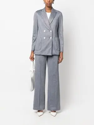 CIRCOLO 1901 Striped Double-breasted Blazer - Blue